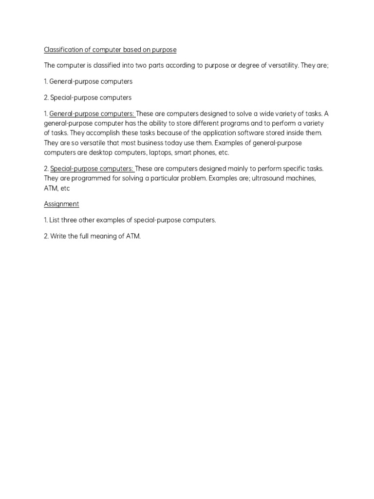 Types of Computers by Purpose | PDF