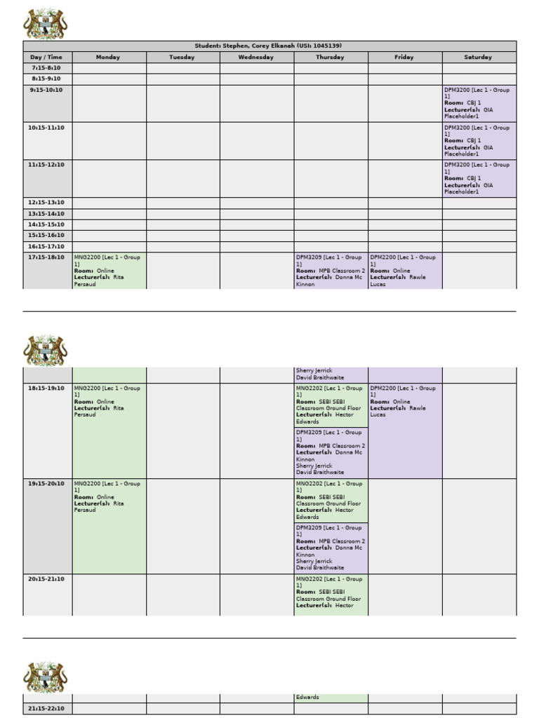 TT UG Turkeyen Campus - 20242025 Semester 2 V1.2 Student Stephen Corey ...