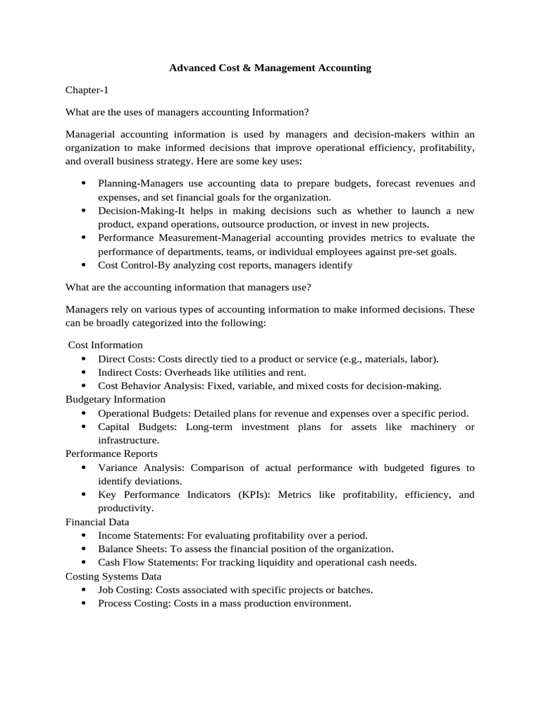 Note-Advanced Cost Management | PDF | Cost Accounting | Life Cycle ...