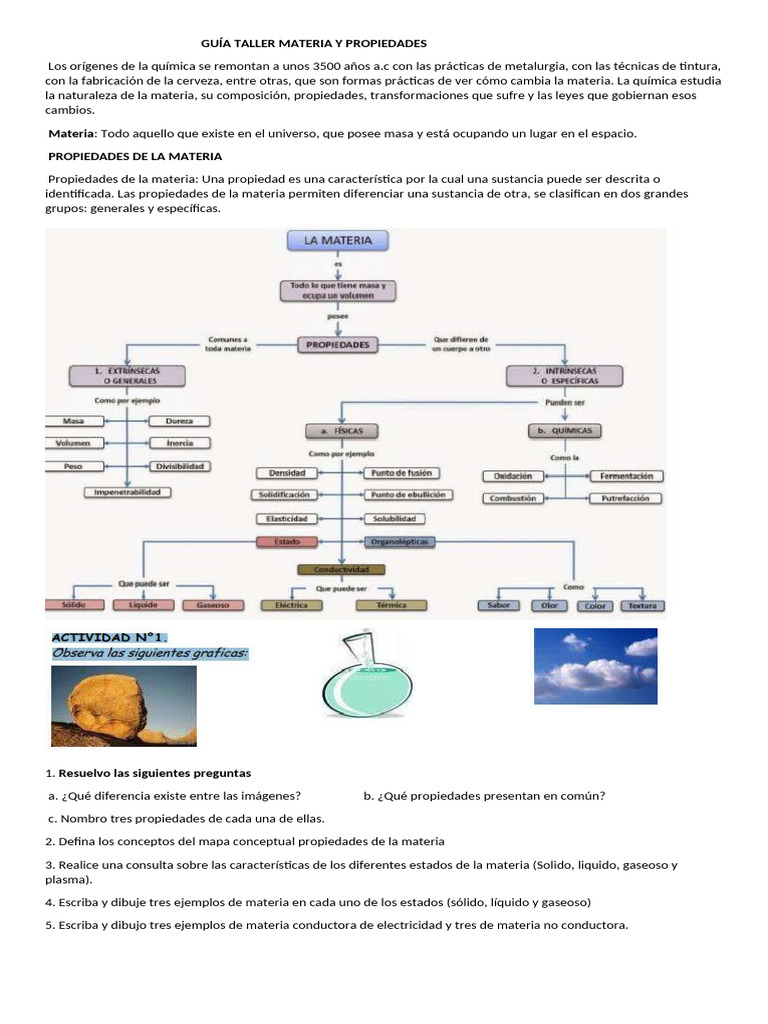 Guía sobre Materia y Propiedades Químicas | PDF | Celsius | Densidad