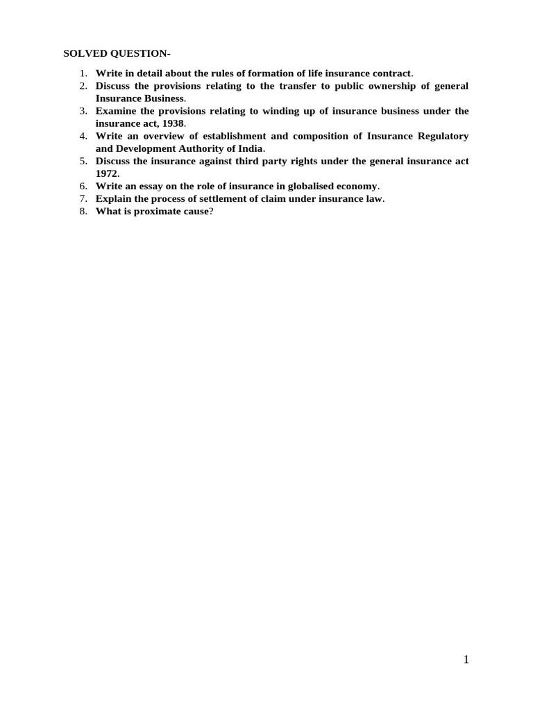 Question of Insurance Law | PDF | Proximate Cause | Insurance
