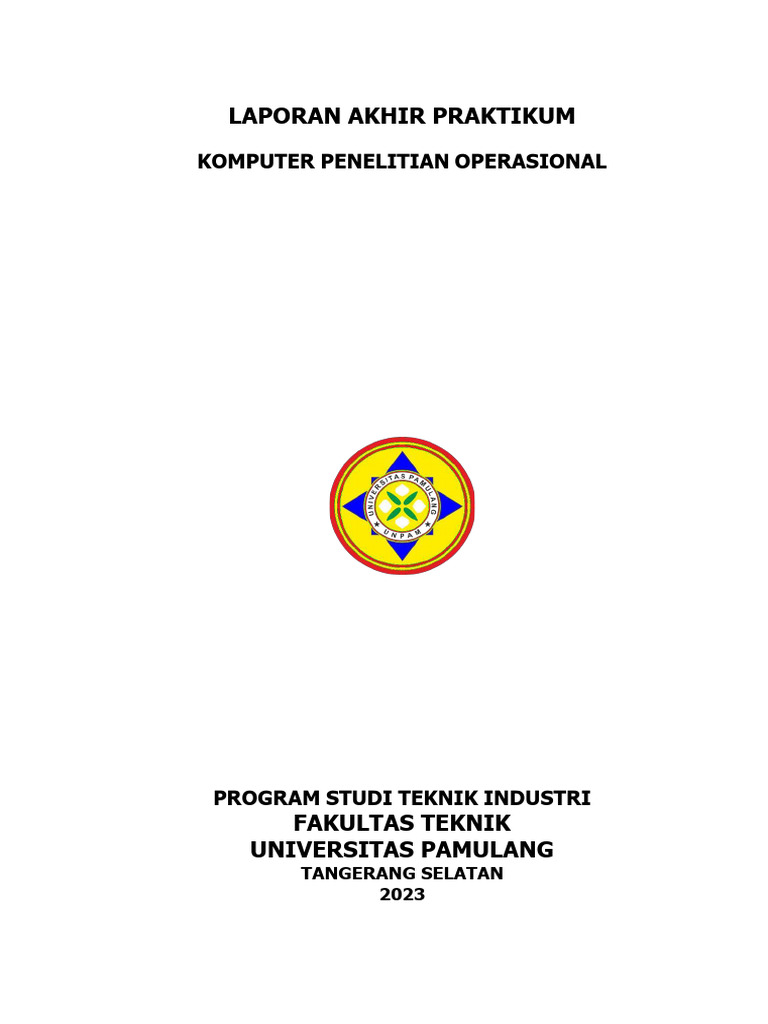 Laporan Akhir Praktikum Penelitian Operasional Teknik Industri | PDF