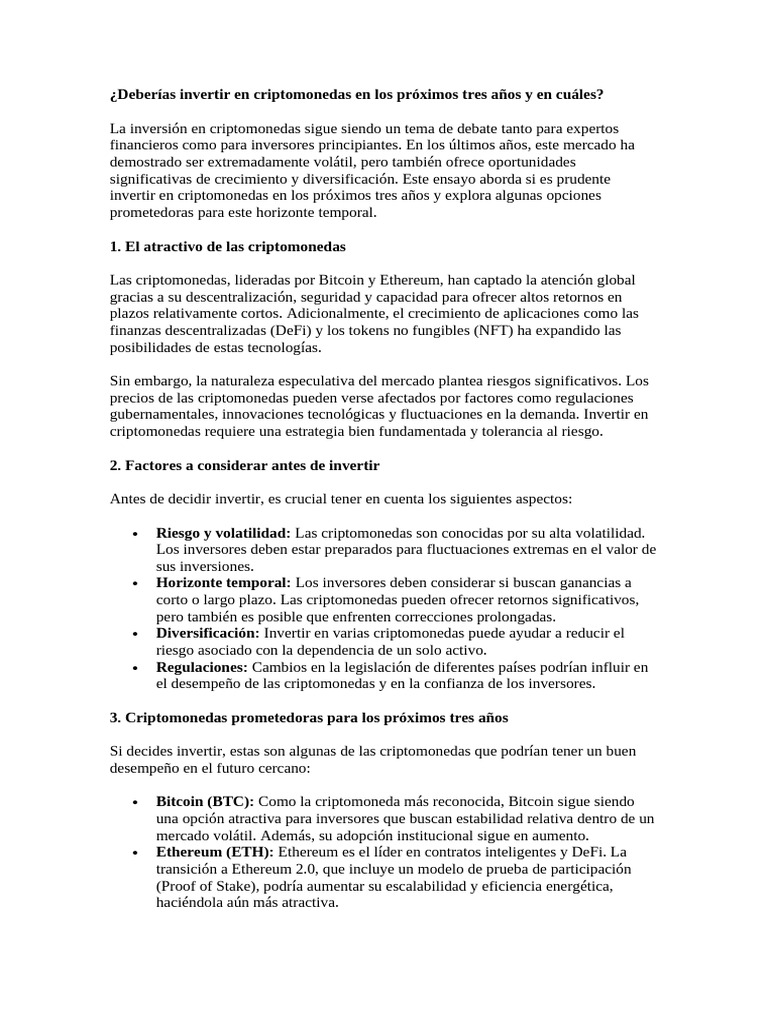 Inviertir o No en Cripto y Cuales Son Las Mas Seguras | PDF | Criptomoneda | Inversiones