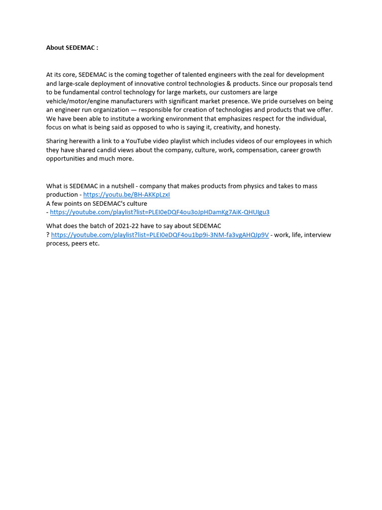 About Sedemac | PDF