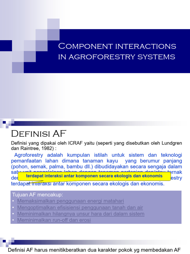 Component Interactions in Agroforestry Systems | PDF | Soil | Trees