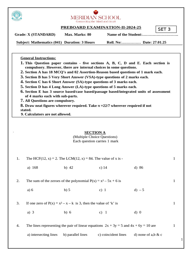 Grade PB 2 SET 3 MATH | PDF