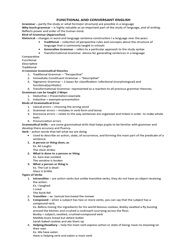 Reviewer 101 1a 1ST Sem | PDF | Verb | Pronoun