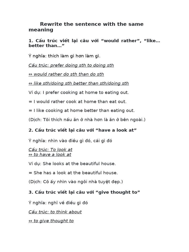Rewrite The Sentence With The Same Meaning | PDF
