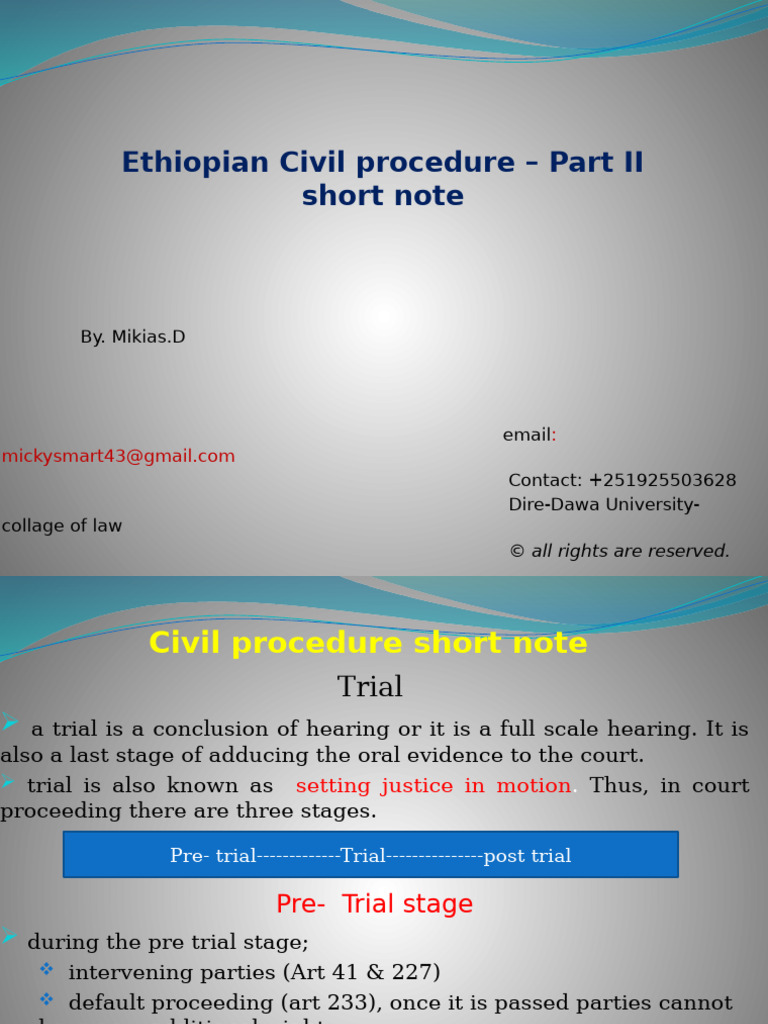 Civil Procedure Short Note Part II For Exit Exam | PDF | Appeal | Judgment (Law)