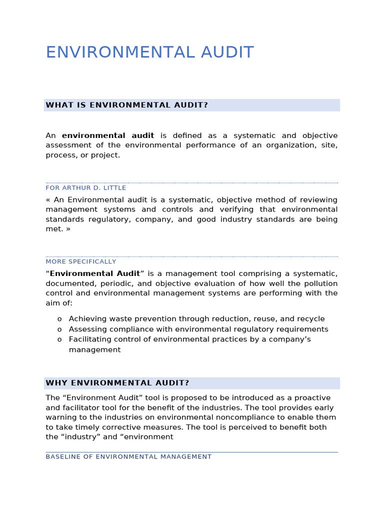 Environmental Audit | PDF | Audit | Internal Audit