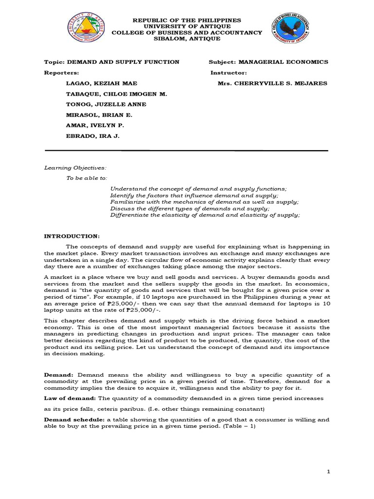Demand and Supply Functions Explained | PDF | Elasticity (Economics ...