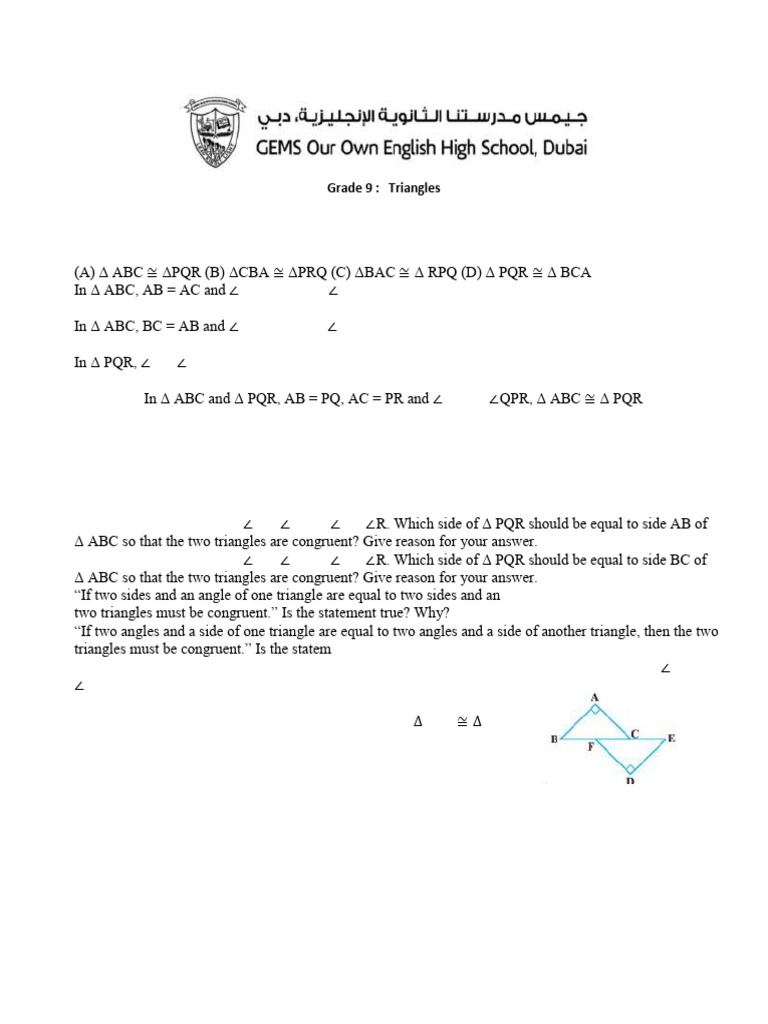 Portfolio Worksheet Triangles | PDF