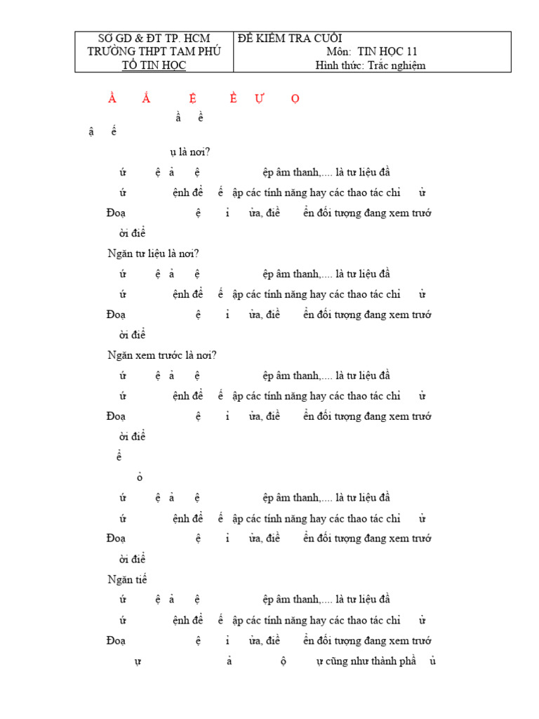 ĐE CUONG ON TAP KIEM TRA CUOI HOC KY I_KHOI 11 | PDF