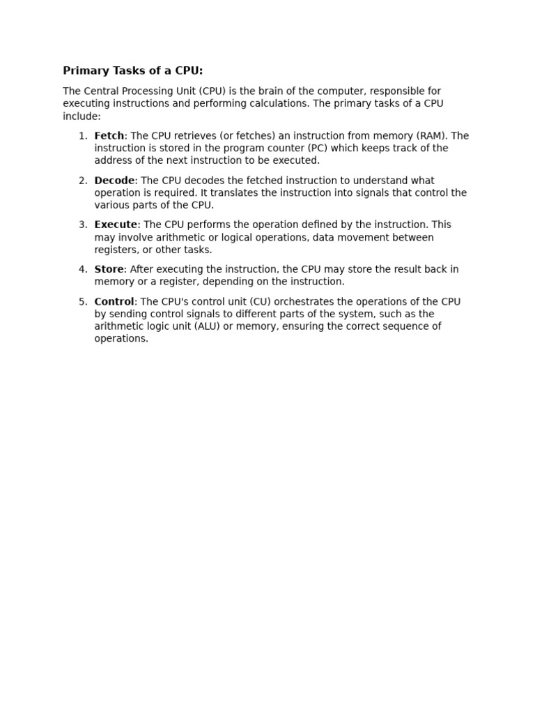 CPU Tasks & Types of Buses | PDF | Central Processing Unit | Computer ...