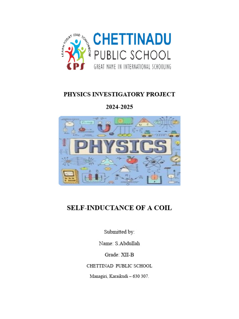 Physics Investigatory Project 2024-2025: Self-Inductance of A Coil | PDF