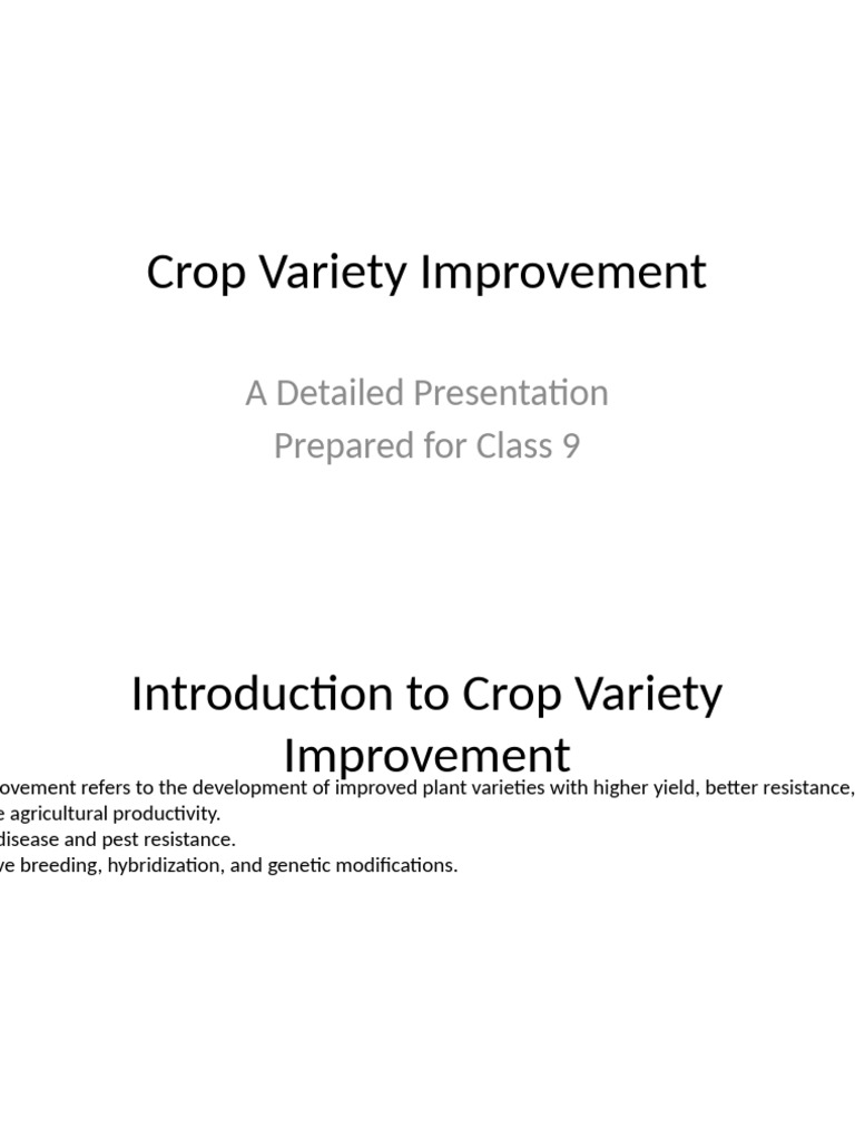 Crop Variety Improvement | PDF