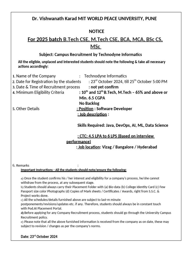 Standard Notice Format | PDF