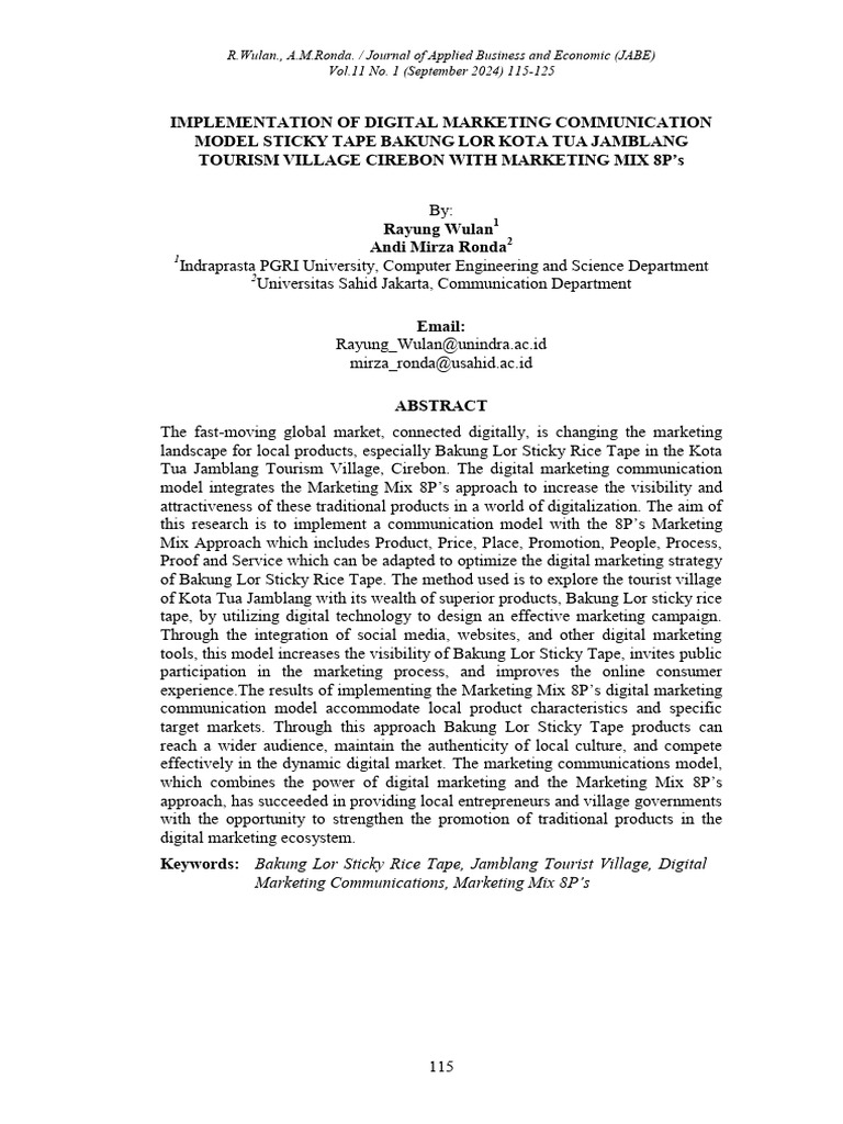 IMPLEMENTATION OF DIGITAL MARKETING COMMUNICATION MODEL STICKY TAPE ...