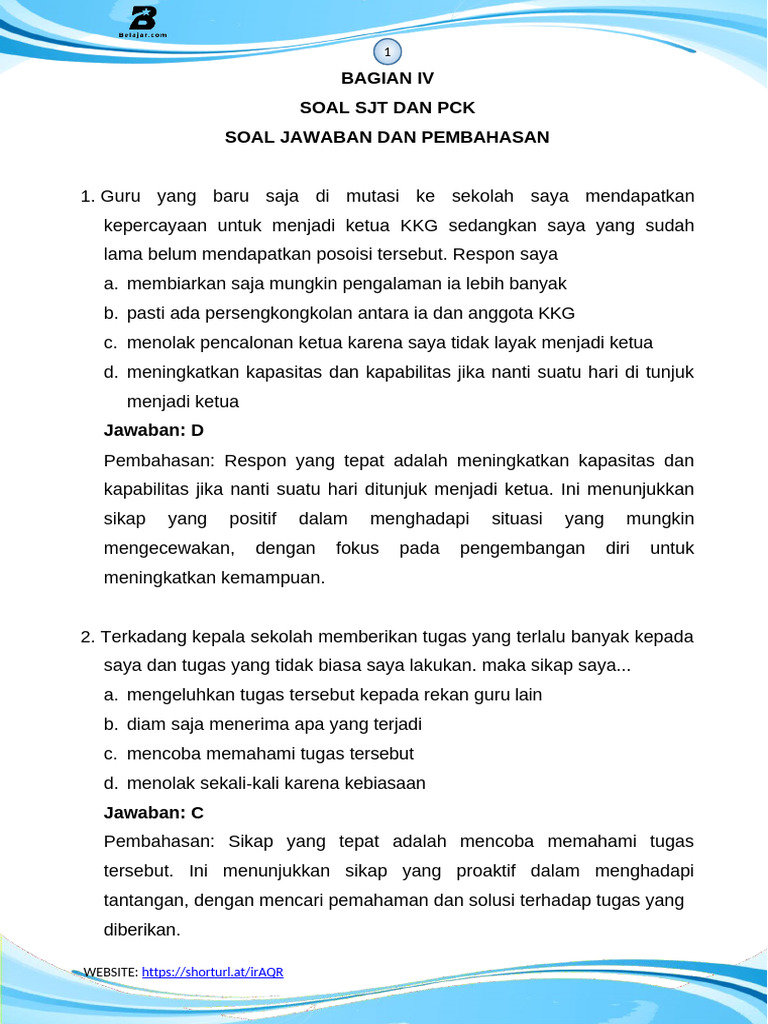 4. SOAL SJT DAN PCK | PDF