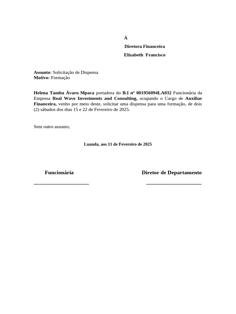 Dispença R H Calina 2025 | PDF