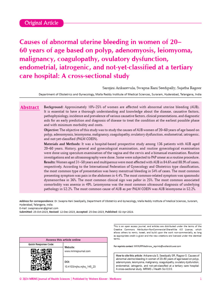 causes_of_abnormal_uterine_bleeding_in_women_of.14 | PDF | Human ...