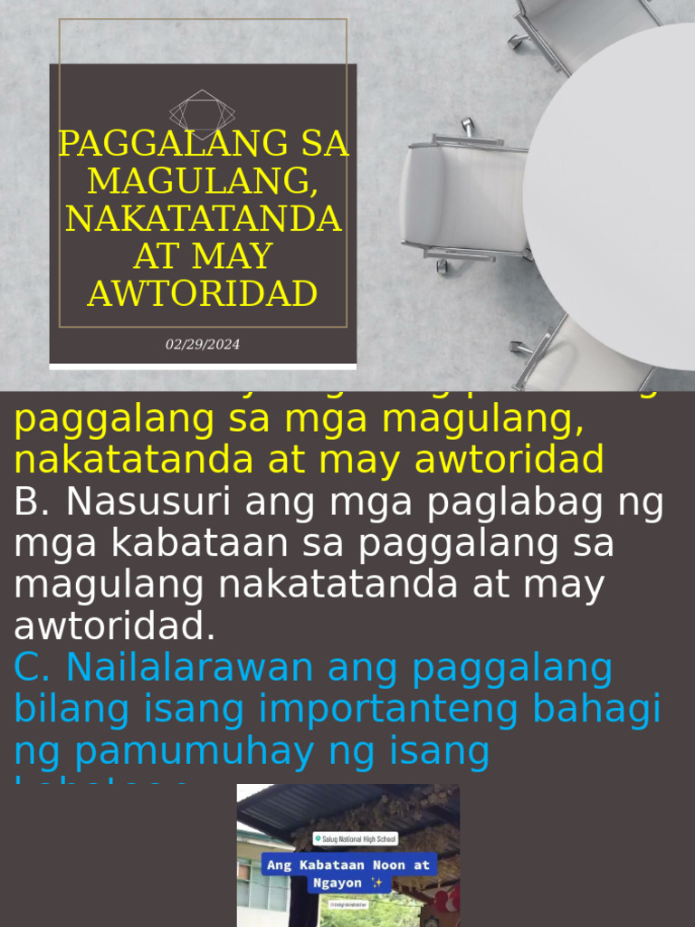 Paggalang Sa Magulang, Nakatatanda at May Awtoridad | PDF