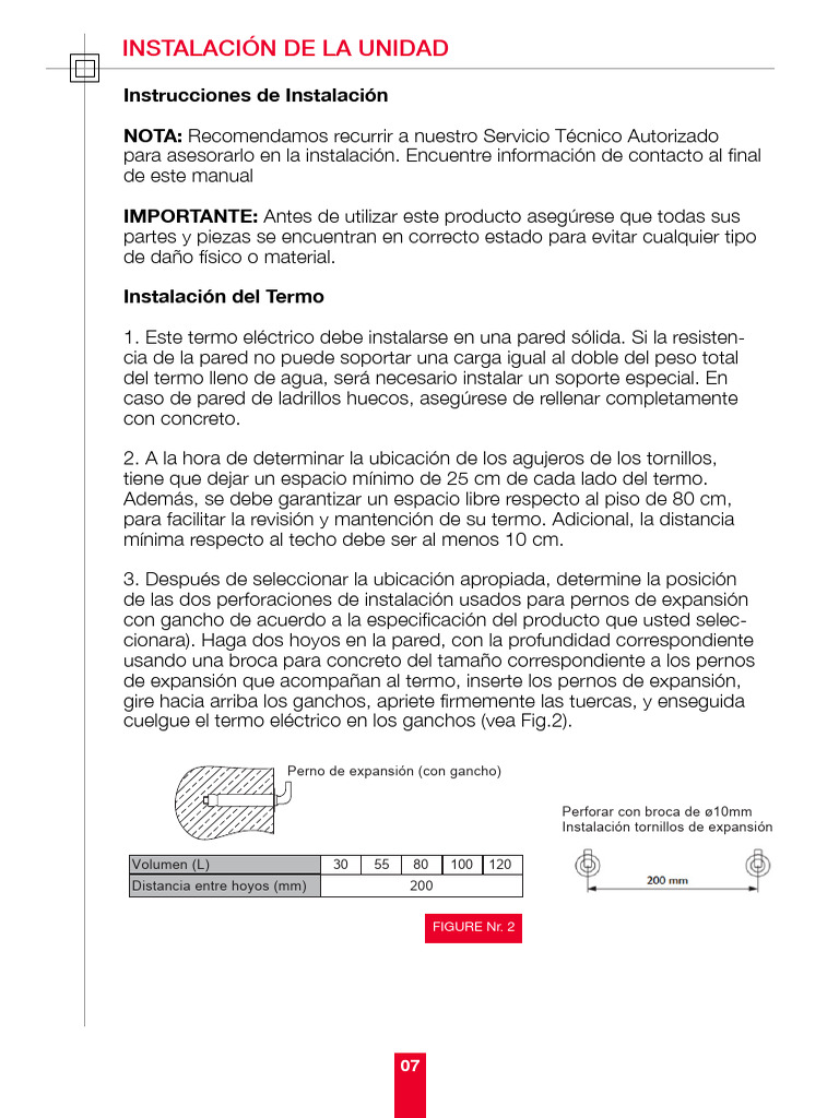 01 Manual Termos Electricos Mural Rheem Salida Salida | PDF | Tornillo ...