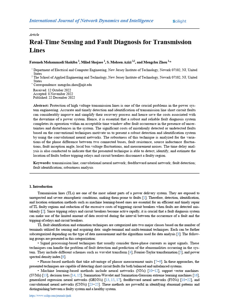 Real-Time Sensing and Fault Diagnosis Lines | PDF | Electrical ...