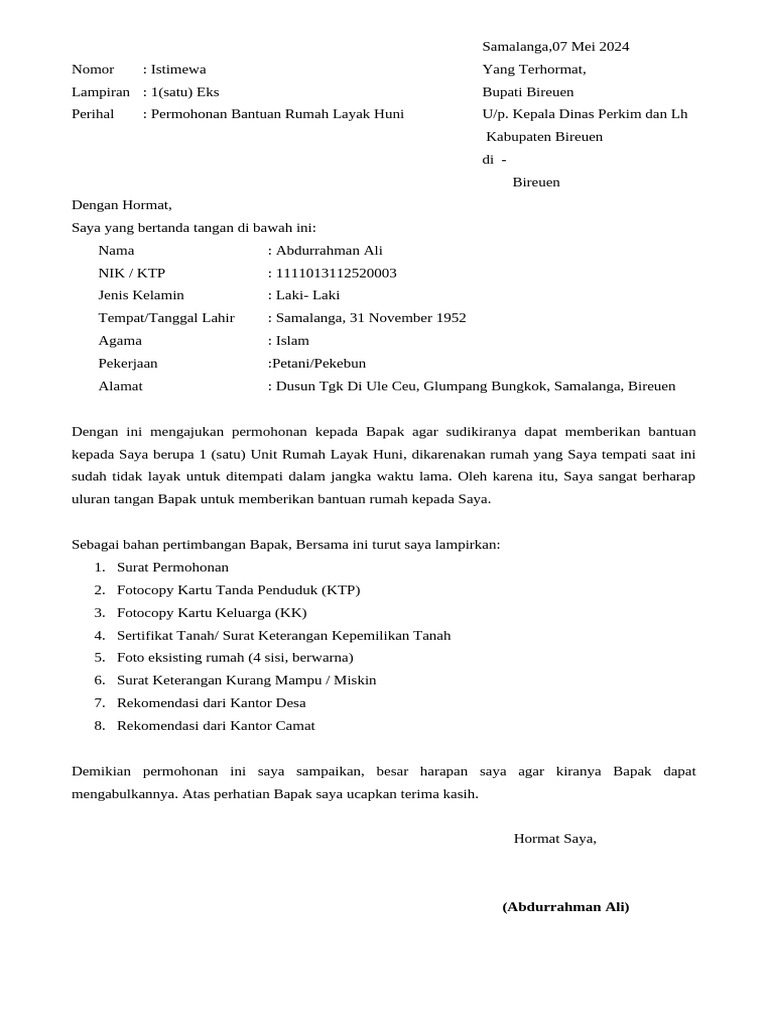 Contoh Proposal Rumah Layak Huni | PDF