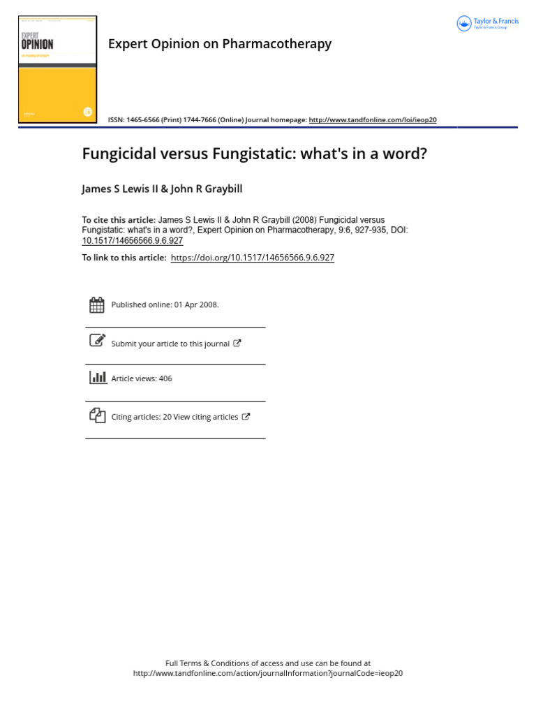 Fungicidal Versus Fungistatic, Whats in A Word | PDF | Aspergillus ...