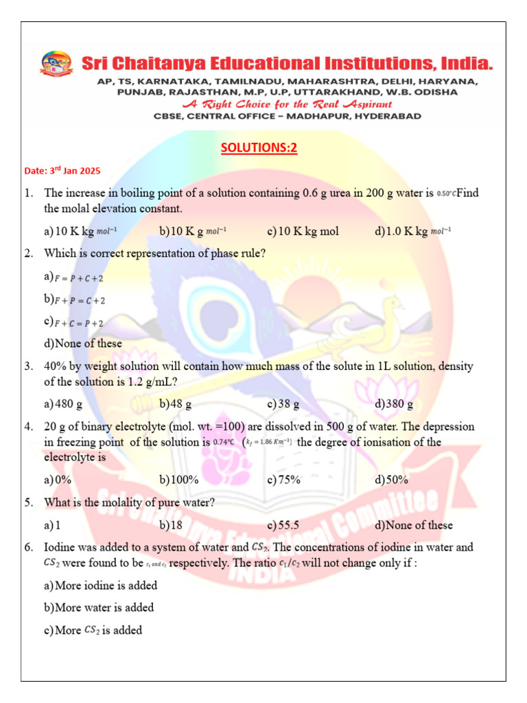 Day 02 Solutions 2 | PDF | Concentration | Physical Sciences