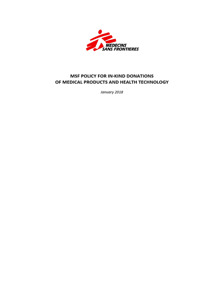 Msf's Policy For in Kind Donations of Medical Products and Health ...