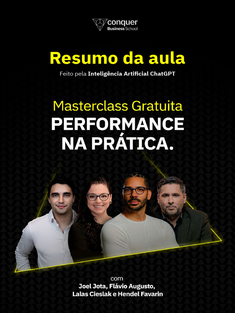 Resumo MasterClass Performance Na Prática - Chat GPT | PDF | Pensamento | Aprendizado
