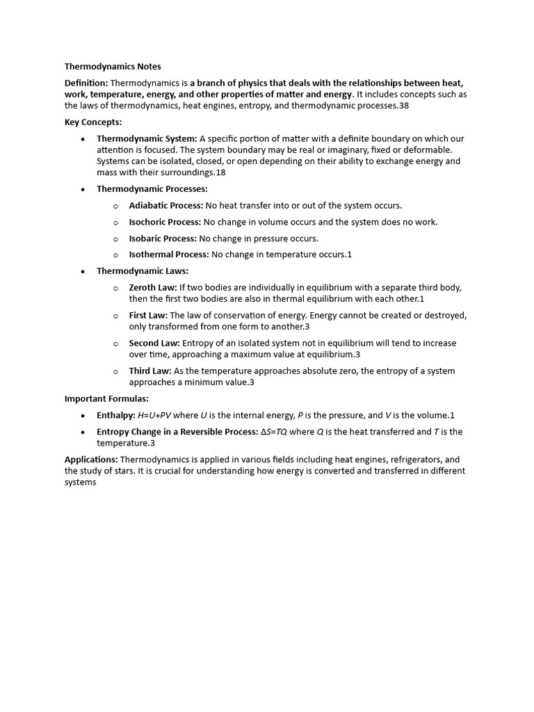 Thermodynamics Notes | PDF