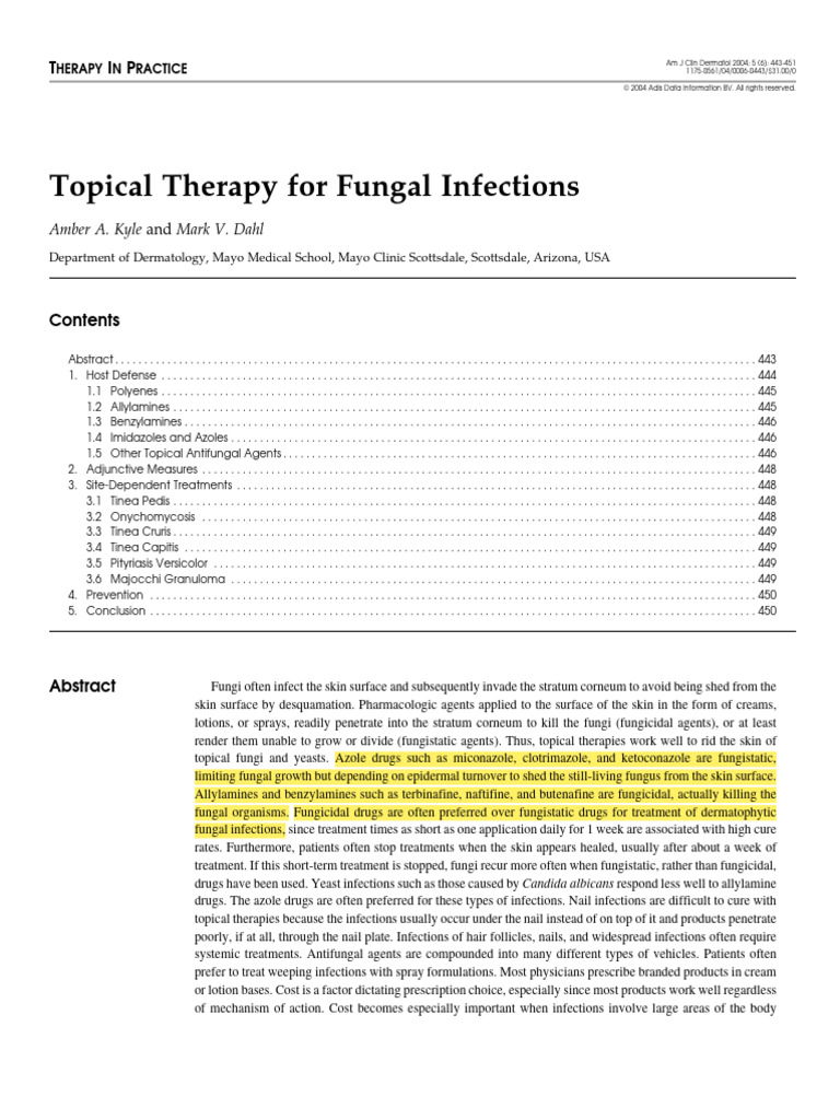 Topical Theraphy For Fungal Infection | PDF | Topical Medication