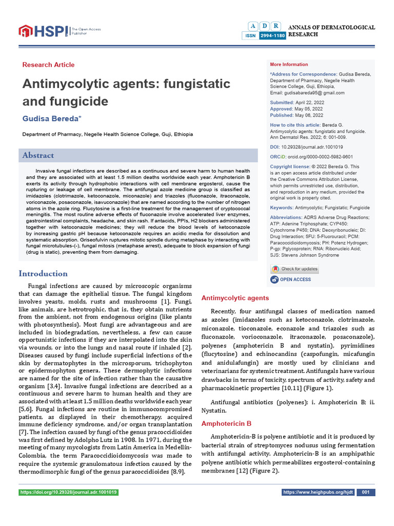 Antimycolytic Agents, Fungistatic and Fungicide | PDF | Medical Specialties | Drugs