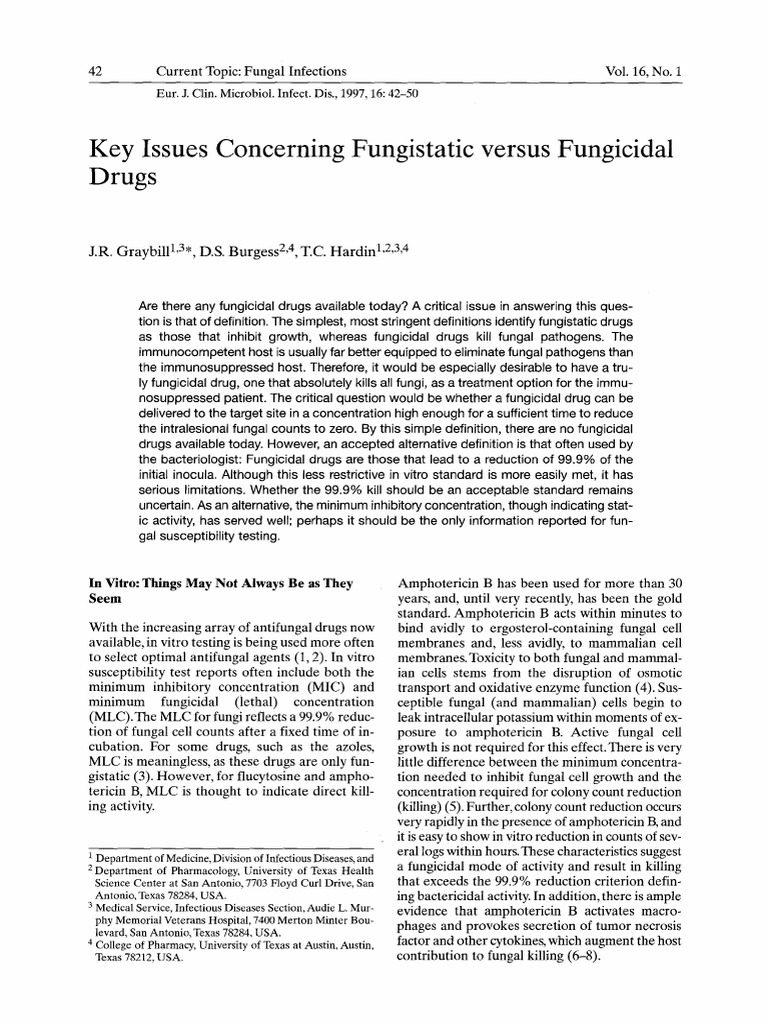 Key issues concerning fungistatic versus fungicidal drugs | PDF ...