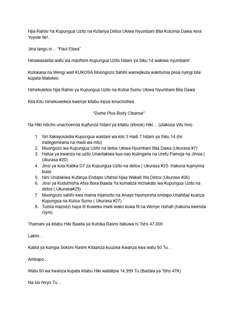 Njia Rahisi Ya Kupungua Uzito Na Kufanya Detox Ukiwa Nyumbani Bila Kutumia Dawa Aina Yoyote Ile ...