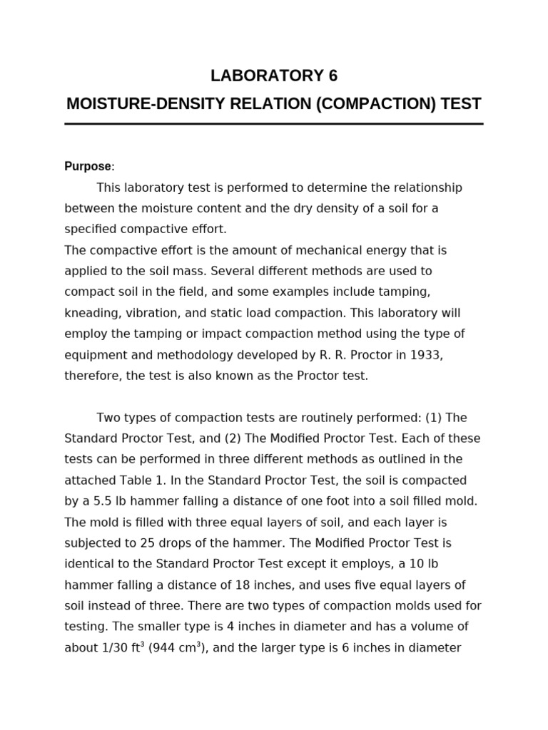 Proctor Test for Soil Compaction Analysis | PDF | Soil Science | Earth ...