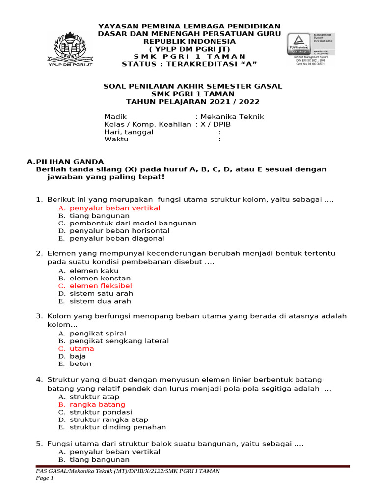 SOAL MT X DPIB PAS GASAL 2122 | PDF