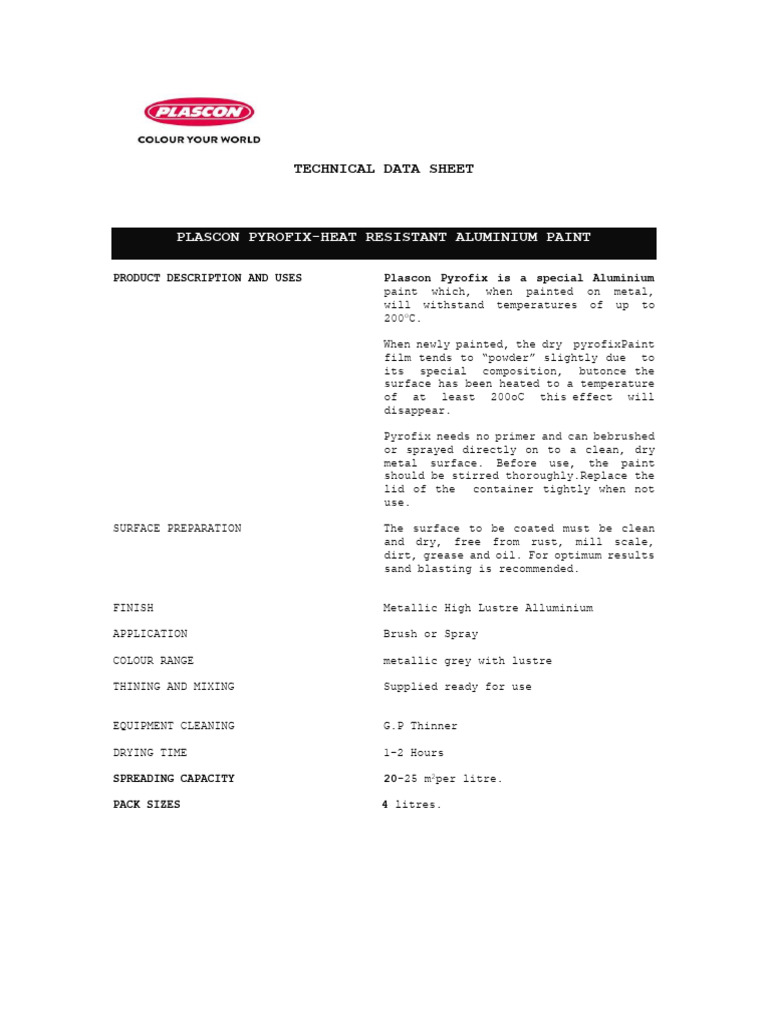 Pyrofix Heat Resistant TDS | PDF