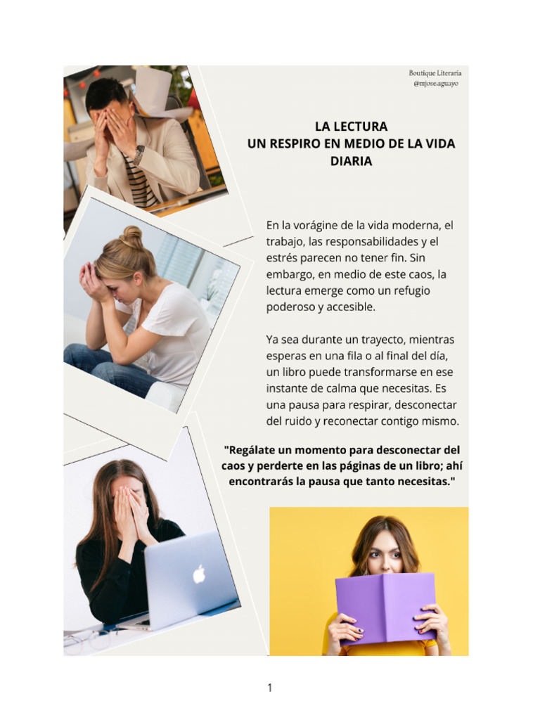 LA LECTURA Un Respiro en Medio de La Vida Diaria | PDF