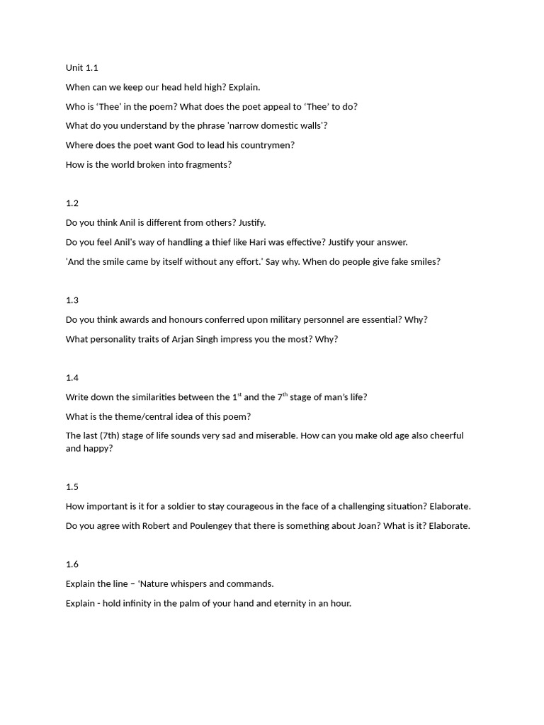 End of Slide Questions For X STB English | PDF