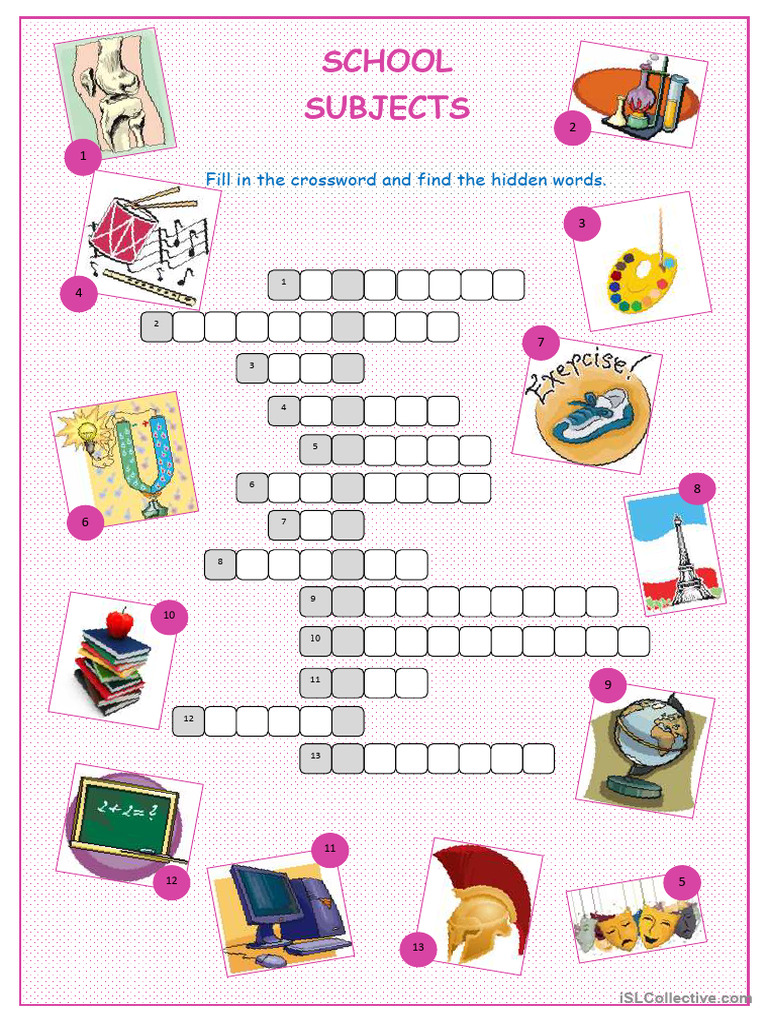 School Subjects Crossword Puzzle | PDF