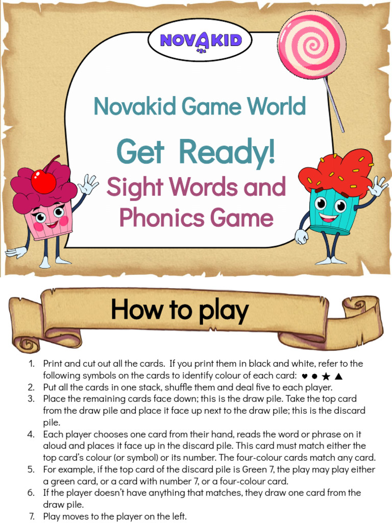 Sight Words Phonics Game Instructions | PDF | Playing Cards | Consumer ...