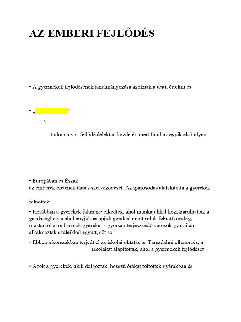 Az Emberi Fejlődés Tanulmányozása | PDF