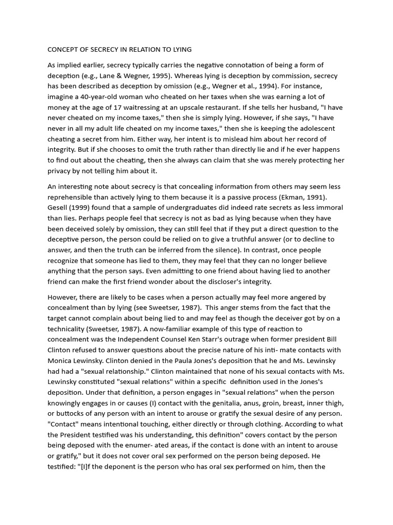 Concept of Secrecy in Relation To Lying | PDF