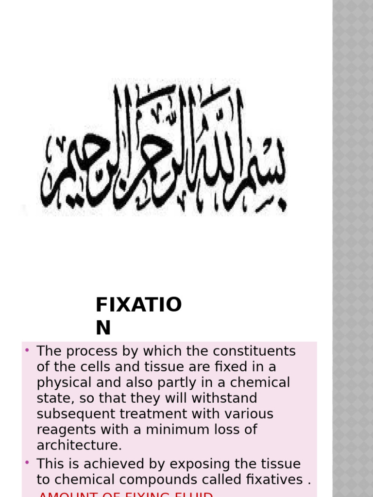 Fixation and Fixative | PDF | Fixation (Histology) | Chemical Substances