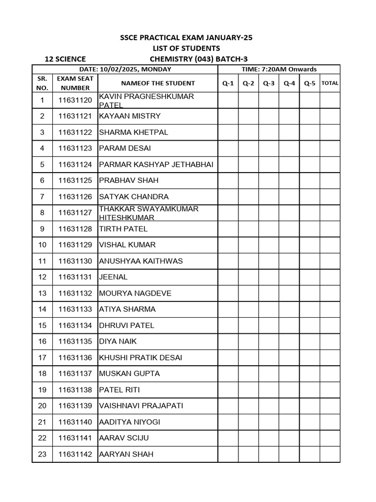 SSCE Chemistry Practical Exam List | PDF
