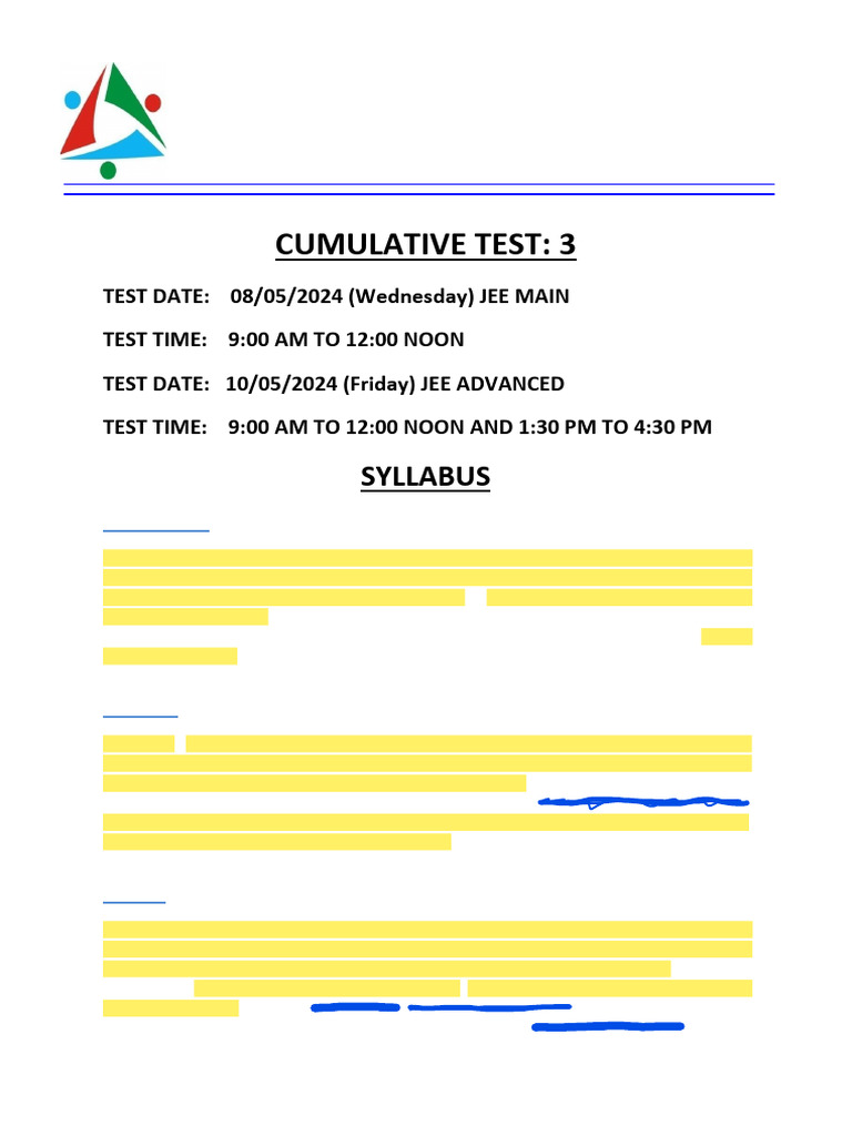 CT-3 Syllabus Jee 2025 | PDF